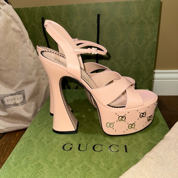 Gucci | Shoes | Gucci Gg Embellished Platform High Heel Sandals | Poshmark